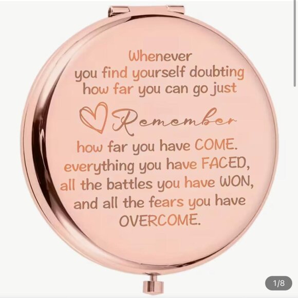 Makeup | Newrose Gold Portable Compact Mirror With Inspirational Quote ...